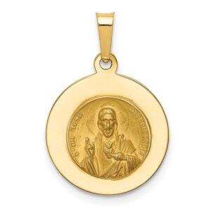 IceCarats 14K Yellow Gold Queen of The Holy Scapular Reversible Medal Necklace Charm Pendant 23mm x 15.85mm Only