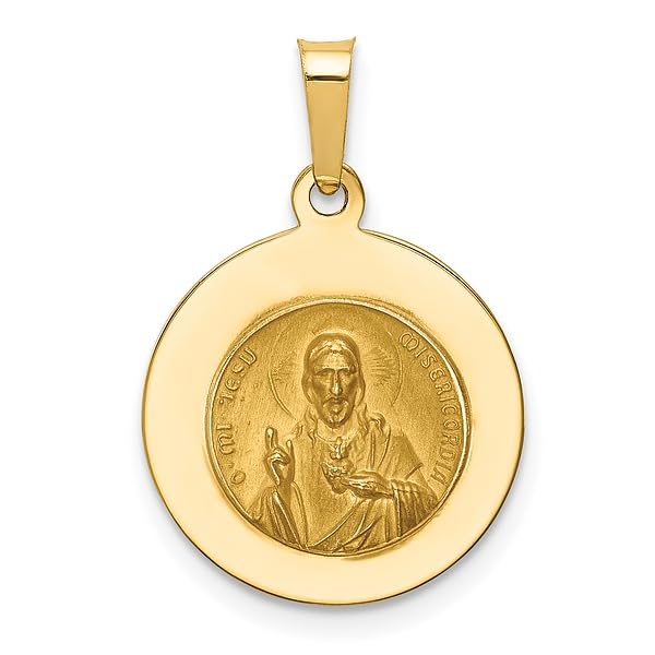 IceCarats 14K Yellow Gold Queen of The Holy Scapular Reversible Medal Necklace Charm Pendant 23mm x 15.85mm Only