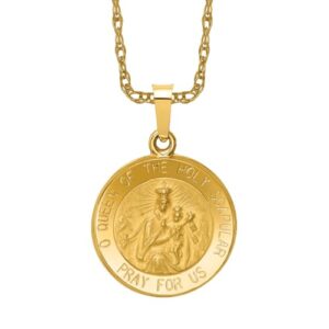 IceCarats 14K Yellow Gold Queen of The Holy Scapular Reversible Medal Necklace Charm Pendant 23mm x 15.85mm Only