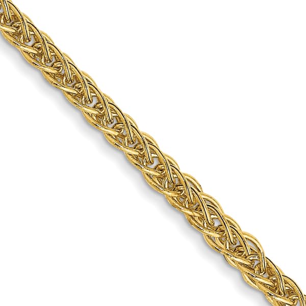 IceCarats 14K Yellow Gold 2mm 3 Wire Spiga Wheat Link Chain Necklace 16 inch