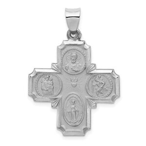 IceCarats 14K White Gold Four Way Holy Cross Religious Medal Necklace Christian Pendant Scapular Charm 34mm x 24.5mm Only