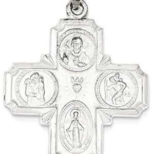 IceCarats 14K White Gold Four Way Holy Cross Religious Medal Necklace Christian Pendant Scapular Charm 34mm x 24.5mm Only