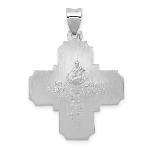 IceCarats 14K White Gold Four Way Holy Cross Religious Medal Necklace Christian Pendant Scapular Charm 34mm x 24.5mm Only