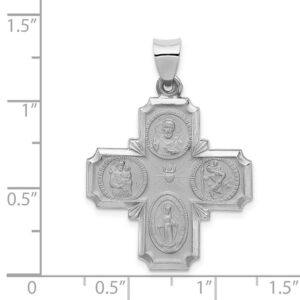 IceCarats 14K White Gold Four Way Holy Cross Religious Medal Necklace Christian Pendant Scapular Charm 34mm x 24.5mm Only