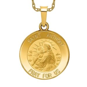 icecarats 14k yellow gold saint anthony medal necklace charm pendant only