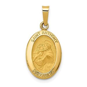 icecarats 14k yellow gold saint anthony medal necklace charm pendant 23.3mm x 11mm only