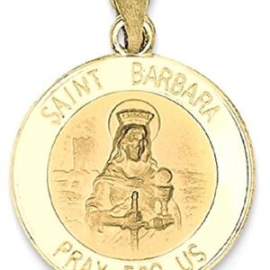 IceCarats 14K Yellow Gold Saint Barbara Medal Necklace Charm Pendant Only