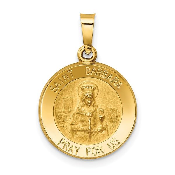 IceCarats 14K Yellow Gold Saint Barbara Medal Necklace Charm Pendant Only