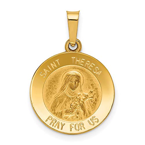 IceCarats 14K Yellow Gold Saint Theresa Medal Necklace Charm Pendant 21mm x 15mm Only