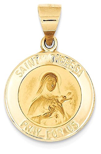 IceCarats 14K Yellow Gold Saint Theresa Medal Necklace Charm Pendant 21mm x 15mm Only