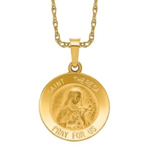 IceCarats 14K Yellow Gold Saint Theresa Medal Necklace Charm Pendant 21mm x 15mm Only