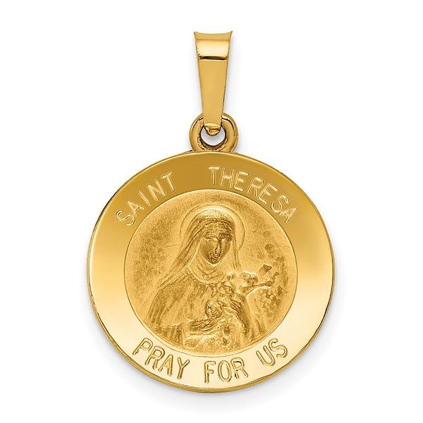 IceCarats 14K Yellow Gold Saint Theresa Medal Necklace Charm Pendant 21mm x 15mm Only