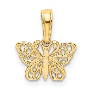 IceCarats 14K Yellow Gold Antique Filigree Butterfly Wings Necklace Charm Pendant 15mm x 12mm Only