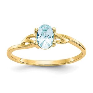 icecarats 10k yellow gold blue aquamarine ring gemstone band march birthstone jewelry size 7.00