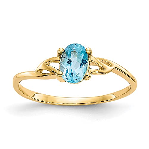 IceCarats 10K Yellow Gold Swiss Blue Topaz Ring Gemstone Band December Birthstone Jewelry Size 7.00