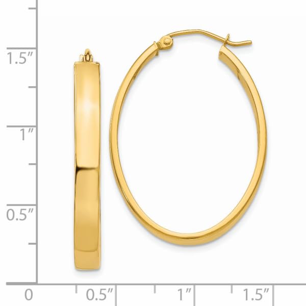 14K Yellow Gold Oval Hoop Earrings