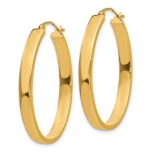 14K Yellow Gold Oval Hoop Earrings