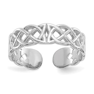 icecarats 14k white gold adjustable toe ring open midi band summer beach jewelry