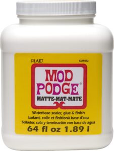 mod podge matte sealer, glue & finish: all-in-one craft solution- quick dry, easy clean, for wood, paper, fabric & more. non-toxic - craft with confidence, made in usa, 64 oz., pack of 1