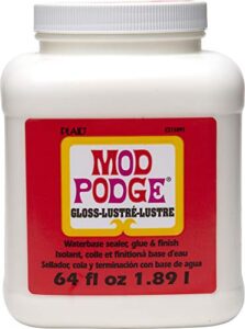 mod podge gloss sealer, glue & finish: all-in-one craft solution- quick dry, easy clean, for wood, paper, fabric & more. non-toxic - craft with confidence, made in usa, 64 oz., pack of 1