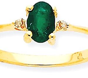 IceCarats 10K Yellow Gold Diamond Green Emerald Ring Gemstone Band April May Birthstone Jewelry Size 6