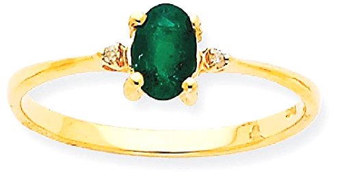 IceCarats 10K Yellow Gold Diamond Green Emerald Ring Gemstone Band April May Birthstone Jewelry Size 6