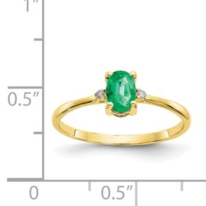 IceCarats 10K Yellow Gold Diamond Green Emerald Ring Gemstone Band April May Birthstone Jewelry Size 6