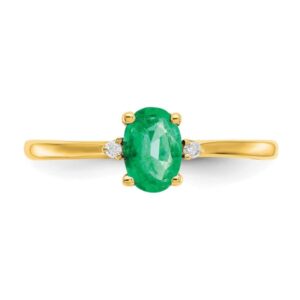 IceCarats 10K Yellow Gold Diamond Green Emerald Ring Gemstone Band April May Birthstone Jewelry Size 6