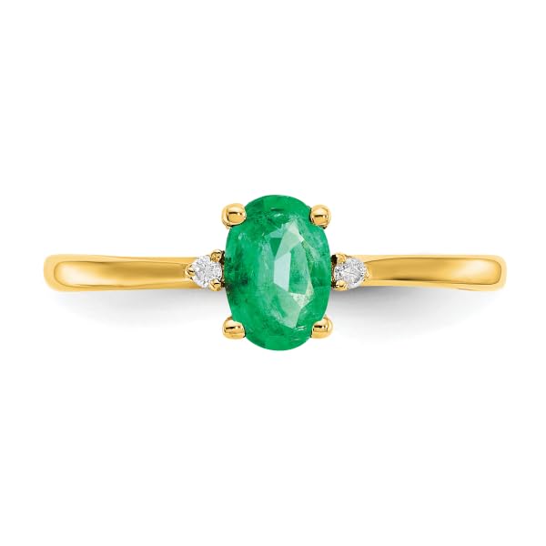 IceCarats 10K Yellow Gold Diamond Green Emerald Ring Gemstone Band April May Birthstone Jewelry Size 6