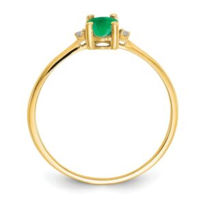 IceCarats 10K Yellow Gold Diamond Green Emerald Ring Gemstone Band April May Birthstone Jewelry Size 6