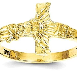 IceCarats 14K Yellow Gold Lord Jesus Christ Crucifix Holy Cross Ring Christian Religious Band Size 7