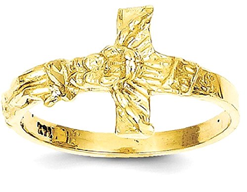 IceCarats 14K Yellow Gold Lord Jesus Christ Crucifix Holy Cross Ring Christian Religious Band Size 7