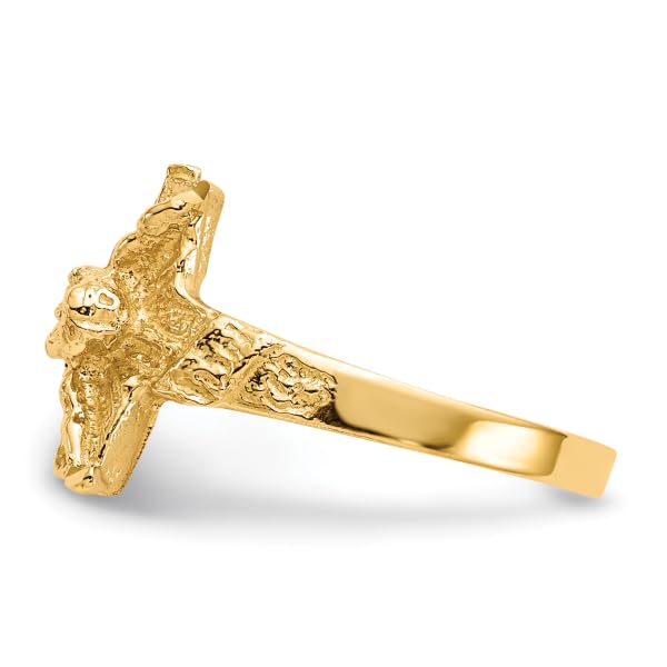 IceCarats 14K Yellow Gold Lord Jesus Christ Crucifix Holy Cross Ring Christian Religious Band Size 7