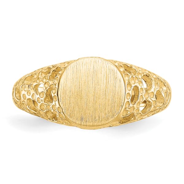 IceCarats 14K Yellow Gold Custom Engraved Signet Ring Handmade Personalized Monogram Initial Letter Band Size 4