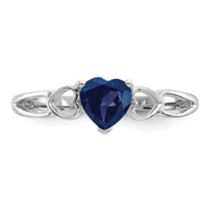 IceCarats 10K White Gold Blue Sapphire Heart Love Ring Gemstone Band September Birthstone Jewelry Size 6