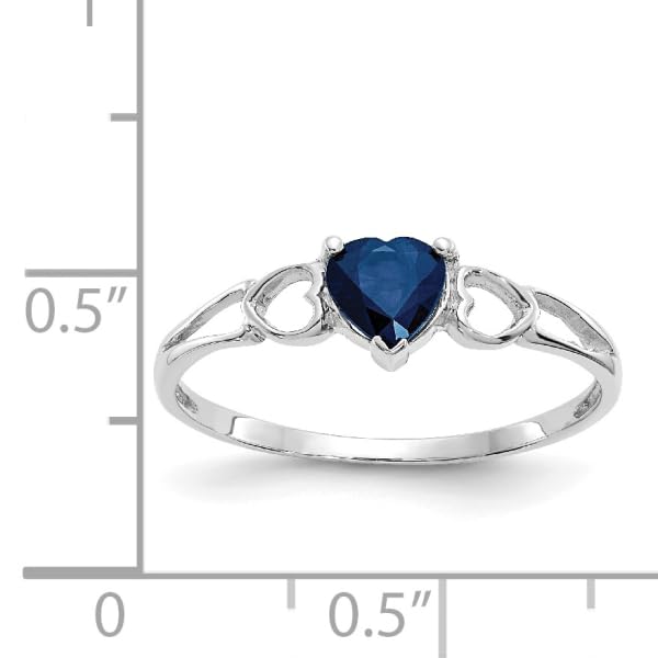 IceCarats 10K White Gold Blue Sapphire Heart Love Ring Gemstone Band September Birthstone Jewelry Size 6