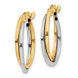 14K Two Tone Gold Round Hoop Earrings