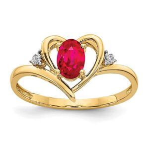 icecarats 14k yellow gold red ruby diamond heart love ring july birthstone jewelry size 7