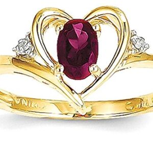 IceCarats 14K Yellow Gold Red Ruby Diamond Heart Love Ring July Birthstone Jewelry Size 7