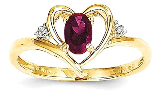 IceCarats 14K Yellow Gold Red Ruby Diamond Heart Love Ring July Birthstone Jewelry Size 7