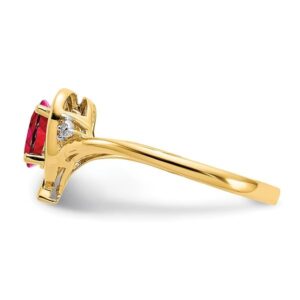 IceCarats 14K Yellow Gold Red Ruby Diamond Heart Love Ring July Birthstone Jewelry Size 7