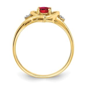 IceCarats 14K Yellow Gold Red Ruby Diamond Heart Love Ring July Birthstone Jewelry Size 7