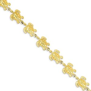 IceCarats 14K Yellow Gold Sea Turtle Chain Charm Bracelet