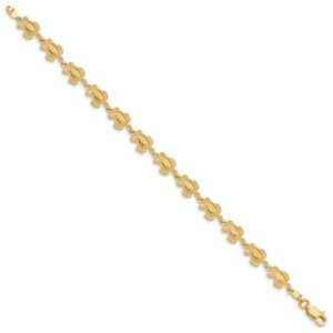 IceCarats 14K Yellow Gold Sea Turtle Chain Charm Bracelet