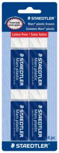 staedtler mars plastic erasers (52650bk4) (2 packs of 4 erasers - total of 8 erasers)