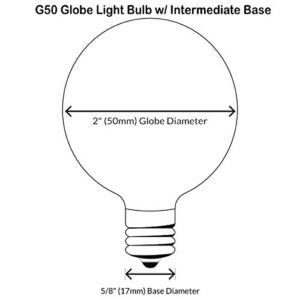 Sival - Replacement Globe Light Bulb, G50, 7W/130V, E17 (C9) Intermediate Base, Clear, 25 Pack (G16-1/2)