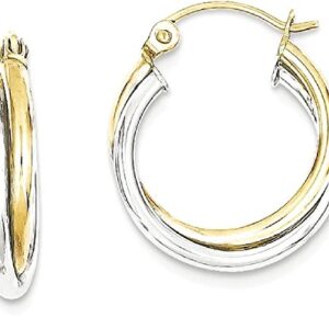 10K Two Tone Gold Twisted Hoop Earrings