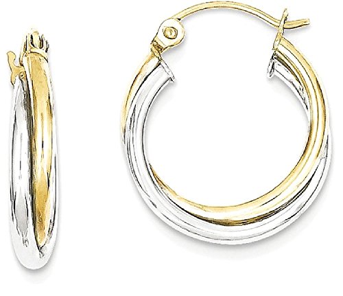 10K Two Tone Gold Twisted Hoop Earrings