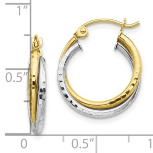 10K Two Tone Gold Twisted Hoop Earrings