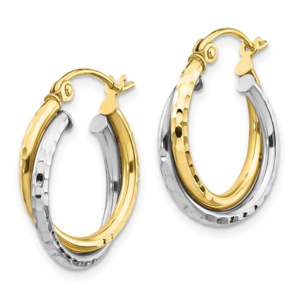 10K Two Tone Gold Twisted Hoop Earrings